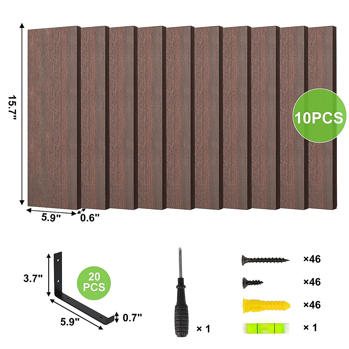 Fixwal Floating Shelves, Set of 10, Rustic Wood Wall Decor, Farmhouse Wall Mounted Shelves for Bedroom, Living Room, Kitchen and Bathroom (Walnut Brown)