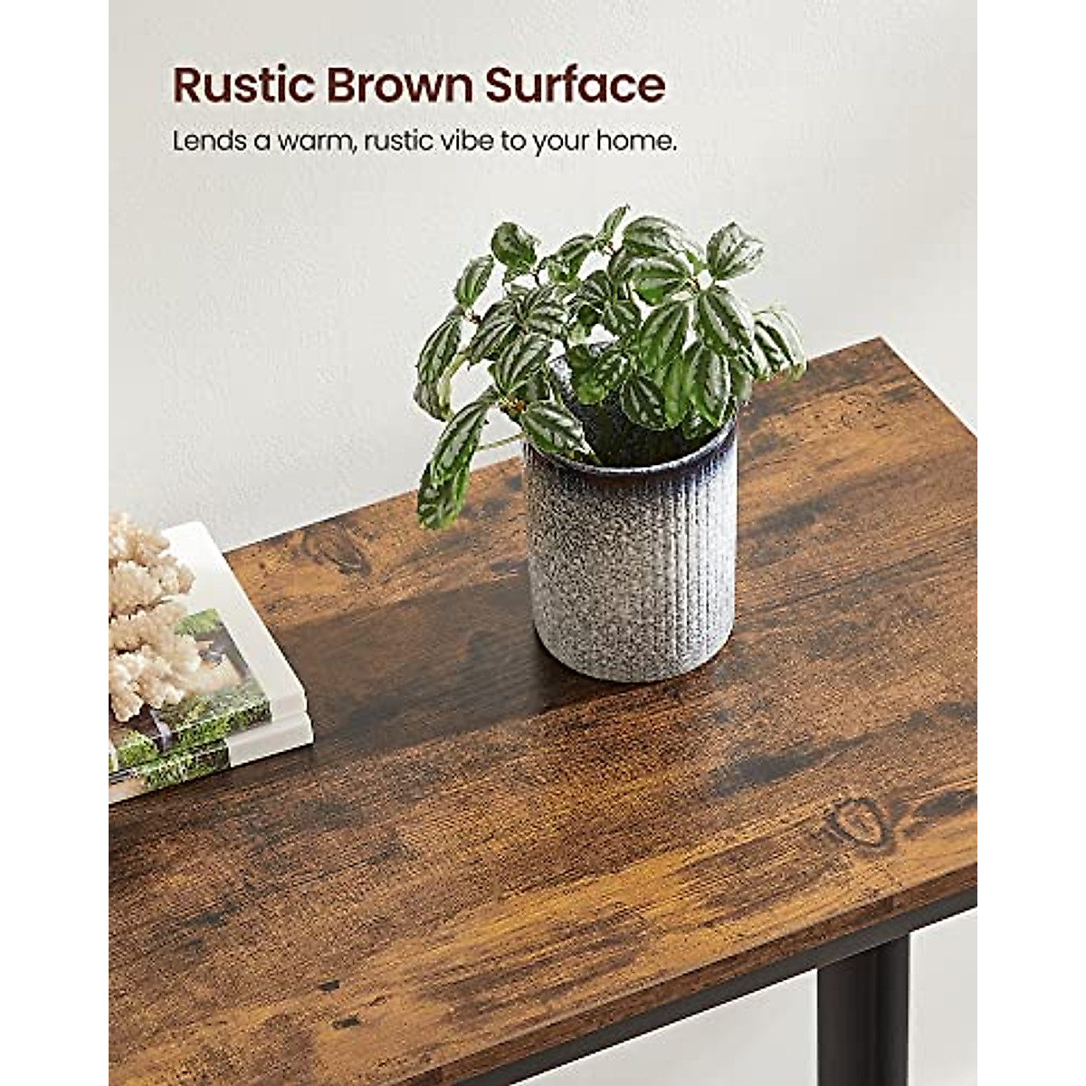 VASAGLE Console Table, 2-Tier Entryway Table with Mesh Shelf, Narrow Sofa Table, Steel Frame, Adjustable Feet, for Hallway, Living Room, Industrial Style, Rustic Brown and Black ULNT80X