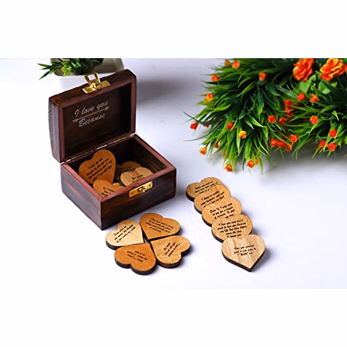 Love gifts for wife, Love gifts for her him, Love gifts for Girlfriend, love gifts for long distance relationship, 15 hearts with Beautiful Love Quotes Printed on Wooden Hearts, Unique Way to say " I LOVE YOU", For Wife/Girl friend/Husband/Boy friend, ann