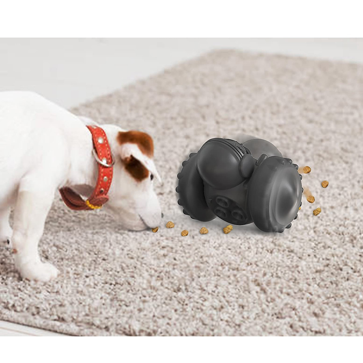 for Small Dry Treat Dog Food Toy Interactive, Robot Food Dispensor Treat Toy, Interactive Cat Treat Toy, Dog Food Puzzle Feeder, Slow Feeder Cat Treat Puzzle Toys for Small Medium Dogs/Cats (Black)