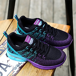 Running Shoes AIR Cushioning for Women's Athletic Trail Running Walking Fitness Gym Sport Fashion Tennis Sneaker Shoe Ladies Girl Lace-up Light Weight Breathable, Purple Size 10-Inside 25.5cm