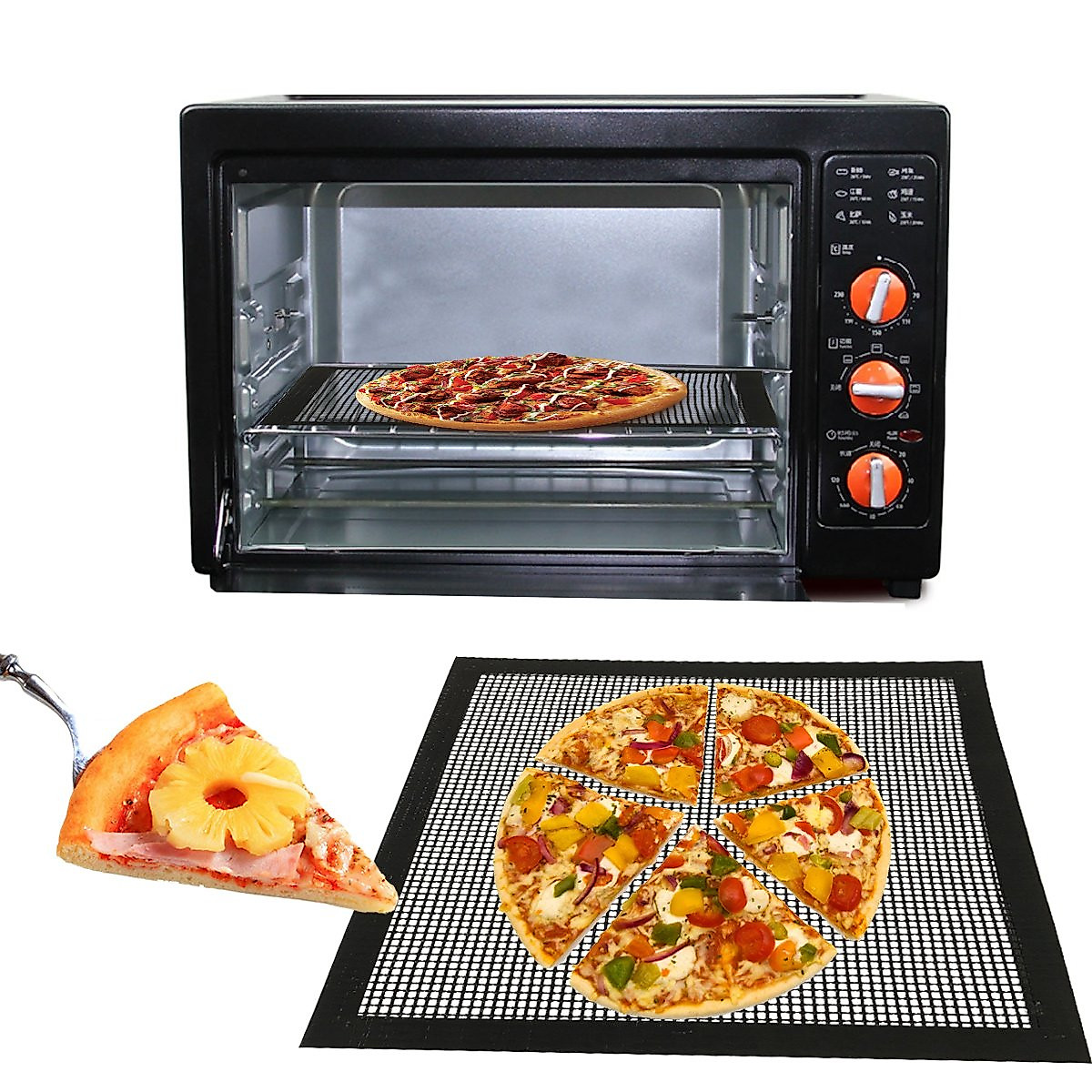 Bluedrop PTFE Open Mesh Crispy Baking Mats Quick Oven Liners Dehydrator Sheets Non Stick Perforated Toaster Meshes Pack of 2