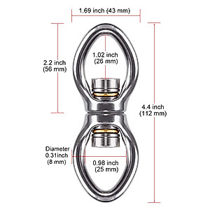Dolibest Swing Swivel with 2 Bearing,Safest Rotational Device Hanging Accessory for Aerial Silks Dance, Web Tree Swing, Children's Swing, Yoga Swing Sets Hanging Hammock,800LB Capacity