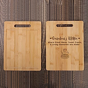 KITCHENVOY Grandma's Kitchen Bamboo Cutting Board - Birthday Gifts for Grandma from Grandchildren - Mothers Day Gifts for Grandmother, Best Grandma Cutting Board, Nanas Kitchen Board with Utensil