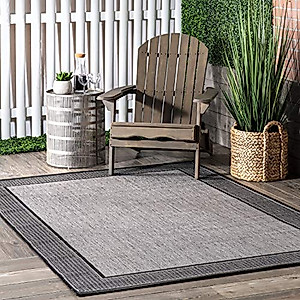 nuLOOM Gris Contemporary Indoor/Outdoor Area Rug, 7' 6" x 10' 9", Grey
