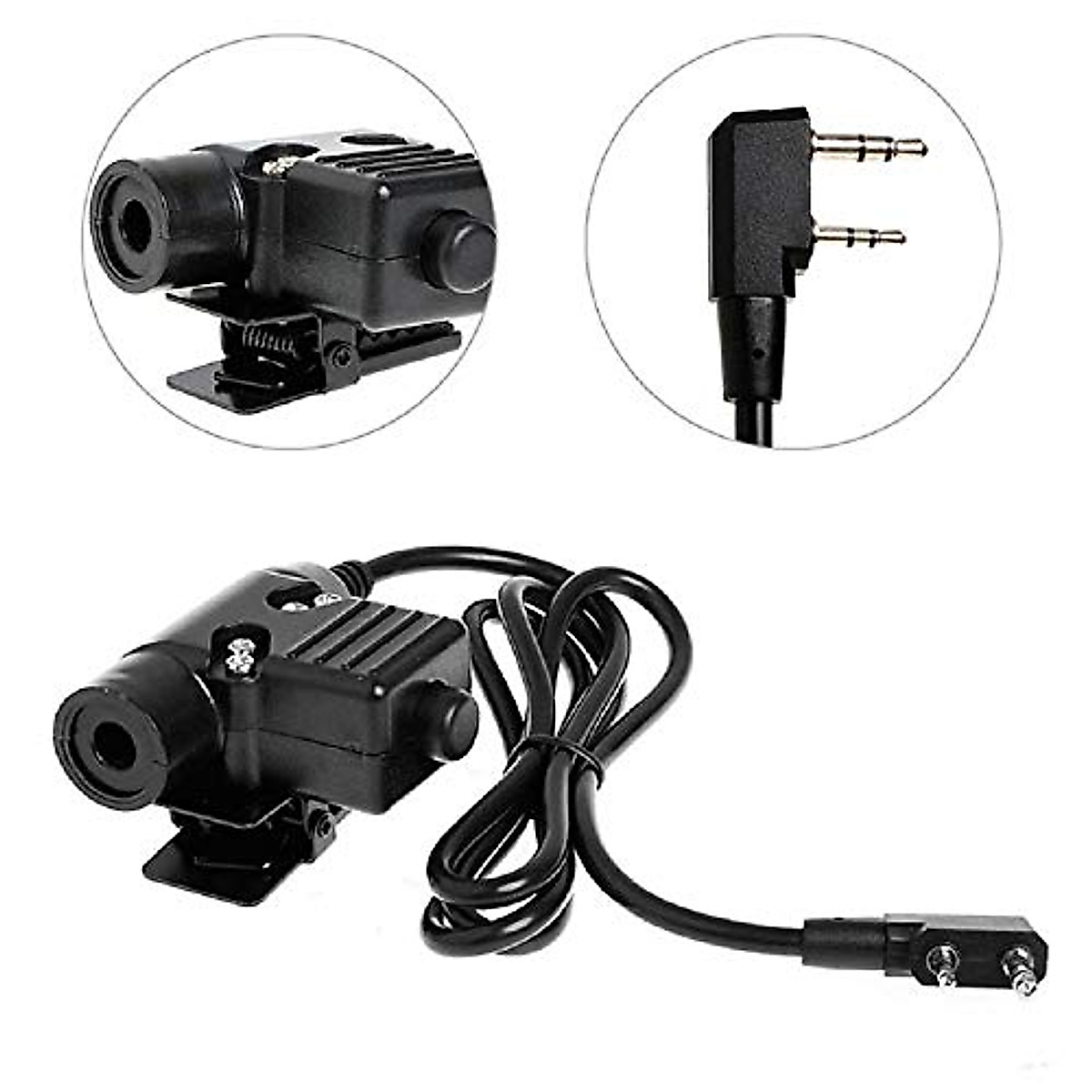 U94 PTT Military Adapter Mobile 2 Pin 7.0mm Plug Push to Talk for Kenwood/Baofeng Radio