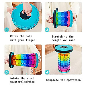 Lightweight Folding Stool Upgraded Collapsible Stool, Retractable Stool with Load Capacity 400lbs, Portable Telescopic Stool for Fishing Hiking Camping Travel and BBQ