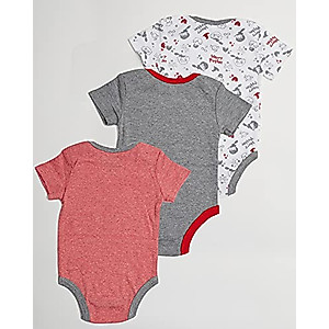 Harry Potter Baby Boys’ Short Sleeve Bodysuit Multipack Gift For Baby Girl or Boy Baby Clothes (3 Pack Red-White-Grey, 3-6 Months)