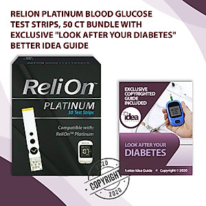 ReliOn Platinum Blood Glucose Test Strips, 50 Ct Bundle with Exclusive Look After Your Diabetes - Better Idea Guide (2 Items)