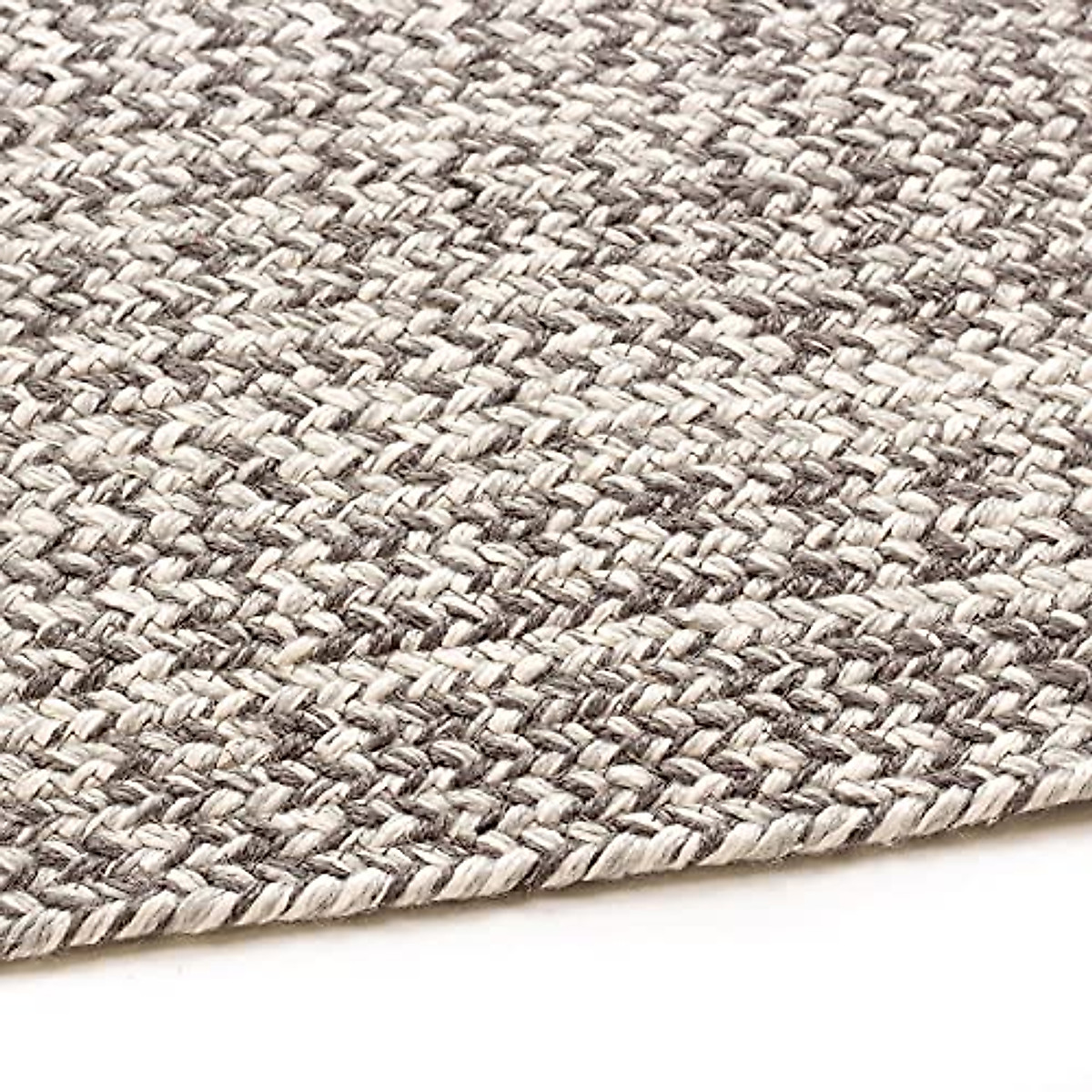 Super Area Rugs Cantebury Handmade Farmhouse Indoor/Outdoor Braided Rug Charcoal, Gray, Light Gray, White 4' x 6' Oval