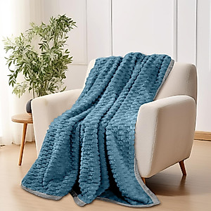 XKY Fleece Throw Blankets, Super Soft Flannel Cozy Blankets for Adults, Home Fleece Throw Blanket for Couch or Bed, Throw Size Warm Plush Blankets for All Season (70"×80", Blue)