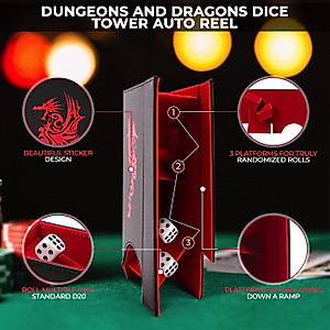 ZenPath Portable Dice Tower and Tray with Non-Scratch Felt Lined Rolling and Velvet Surface | Folding 8" DND Dice Tray | DND Dice Tower for RPG Board and Table Games