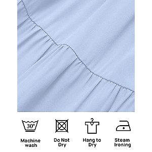 ZESICA Women's Sexy Boho Off Shoulder Puff Short Sleeve High Waist Ruffled Flowy A Line Beach Party Midi Dress,Blue,Medium