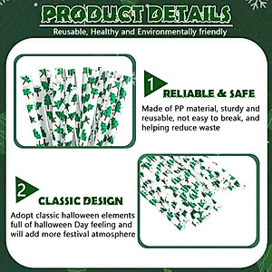 24 Pcs Christmas Plastic Reusable Straws 9 Inch Christmas Tree Drinking Straws Hard Plastic Straws for Tumbler Fun Straws for Party Supplies Family Holiday, with 2 Cleaning Brush