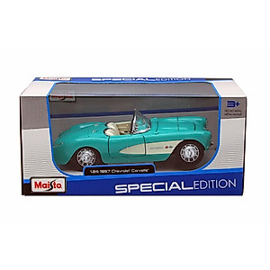 Maisto 1957 Chevy Corvette Convertible, Turquoise Special Edition 31275 - 1/24 Scale Diecast Model Toy Car