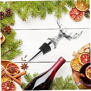 Gogogmee 1 Pc Deer Head Wine Bottle Stopper Wine Saver Pump Antler Shape Bottle Cap Holiday Wine Christmas Wine Stoppers Wine Bottle Pump Stopper Stocking Stuffers Metal Alloy Animal