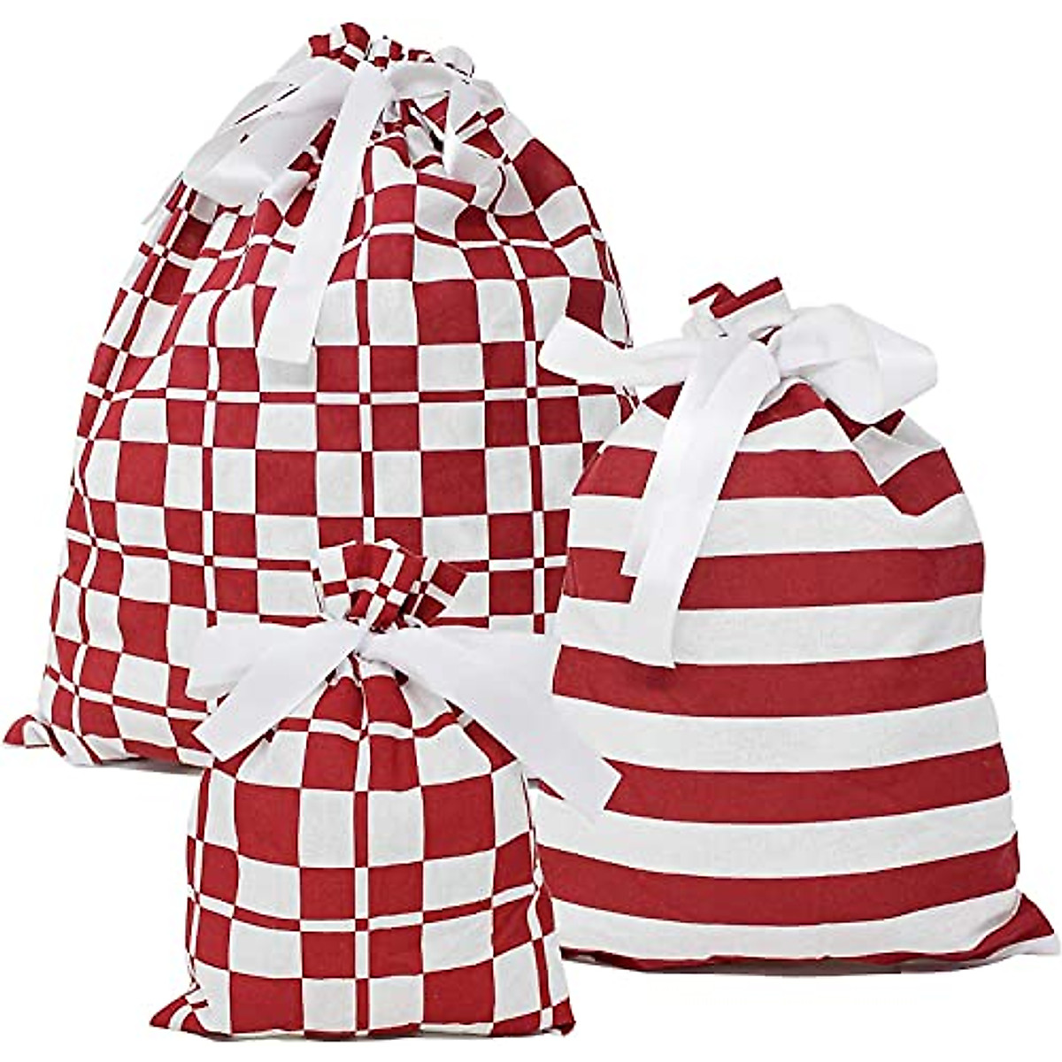 JOYIN 6 PCS Christmas Fabric Gift Bags for Party Favors, Holiday Gift Giving, Goody Bags, Holiday Presents Décor, Giant Gifts Decorations (red)