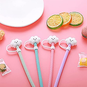 6PCS Straw Covers Cap for Stanley Tumblers Cup Silicone Soft Protector Cover Straw Tips Cover Reusable Drinking Straw Tips Lids Dust-proof Colorful Cloud Shape Straw Cover for Stanley Cup 40 oz