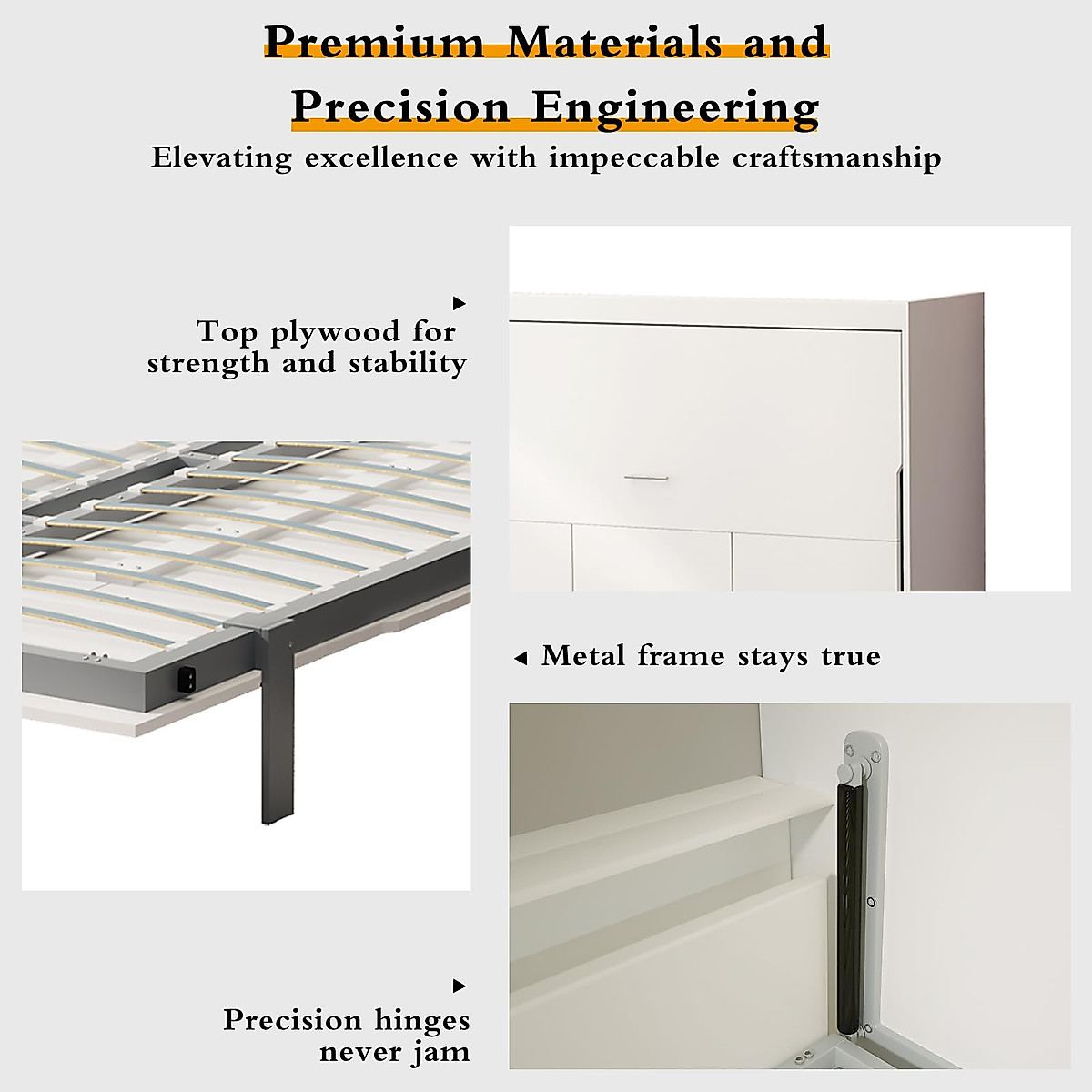 Tatub Murphy Bed Full Size, Murphy Bed Cabinet Bed, Wall Bed with Shelves and Drawers, Murphy Cube, Hide a Bed on a Cabinet, Space Saving, No Box Spring Required