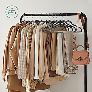 SONGMICS Industrial Clothes Rack and Double Hanging Rack Bundle, Clothing Racks with Storage Shelves, Heavy Duty Storage Racks on Wheels, Home or Commercial, Black UHSR25BK and UHSR62BK