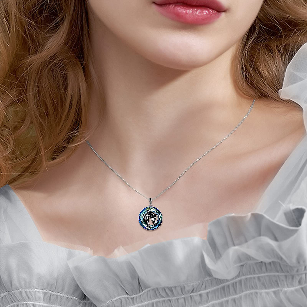 ONEFINITY Horse Necklace Sterling Silver Origami Horse Pendant Necklace With Crystal Christmas Day Gifts for Women Wife Girlfriend