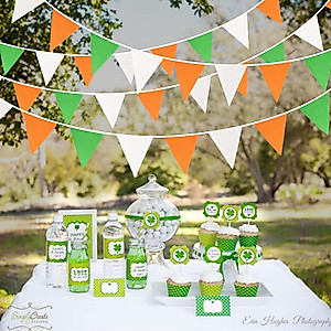 GCQQ 40Ft Orange Green White Pennant Banner, 2024 Graduation Pennant Flags Banner, Triangle Flag Bunting Garland, Pennant Bunting Garland for Graduation, Engagement Baby Shower, Dinosaur Birthday