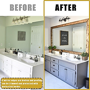 DESOMINOR 32.8Ft Brown Border Peel &Stick Wood Grain Wallpaper Border Removable Waterproof Bathroom Mirror Frame Sticker (Brown)