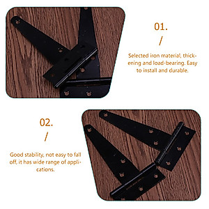 Angoily 10PCS T Strap Hinges 4 Inch, Black Gate Hinges for Wooden Fences,Barn Door Gate, Iron Rustproof Barn Door Hinge Shed Door Hinges
