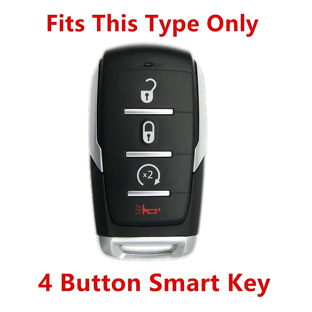 Rpkey Silicone Keyless Entry Remote Control Key Fob Cover Case protector Replacement Fit For 2019-2020 RAM 1500（4-Button）2 black