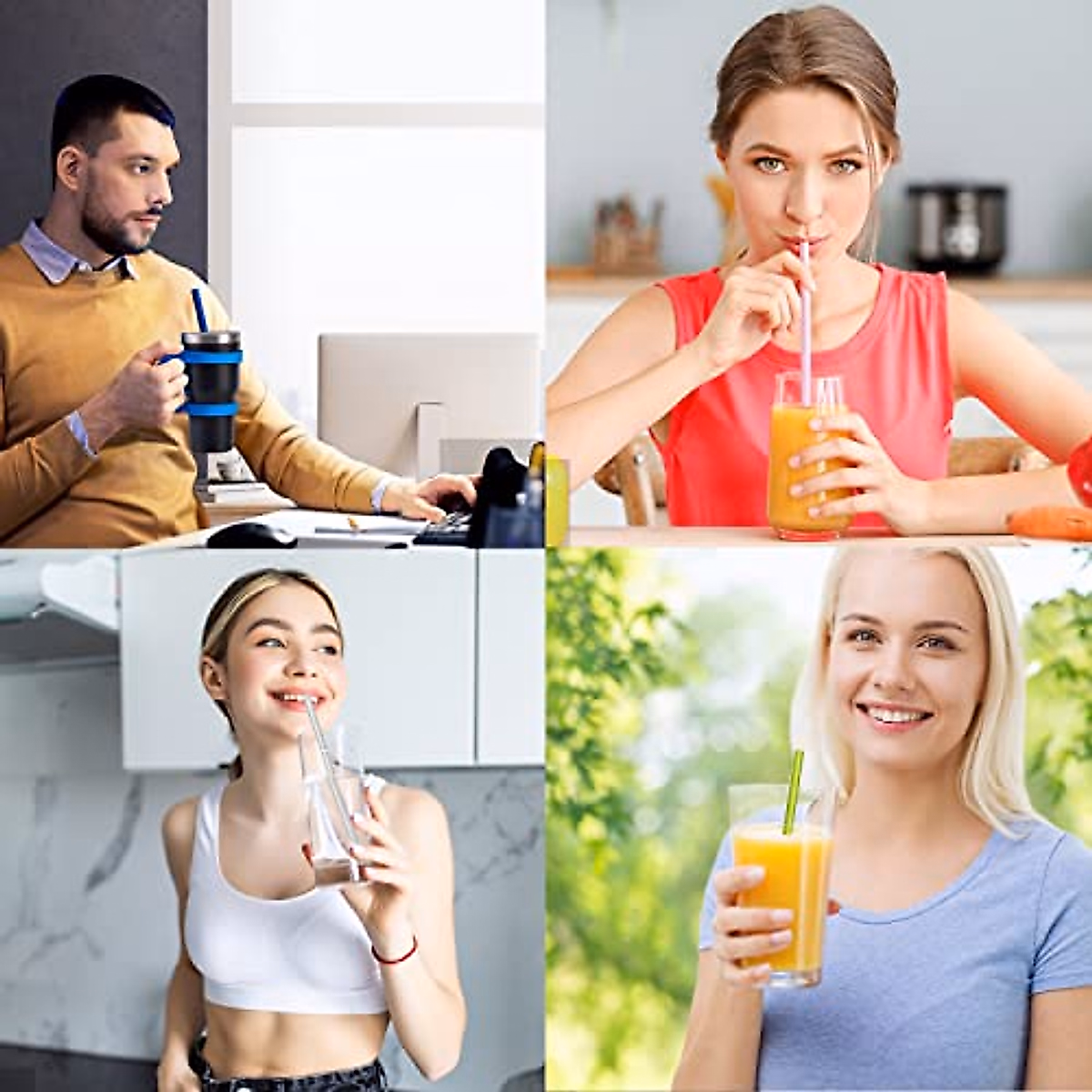 5Pcs Reusable Silicone Straws, Food Grade Openable Drinking Straw, BPA Free Snap Straws,Open for cleaning, Flexible Straw Hot & Cold Compatible for Home,Party,Travel