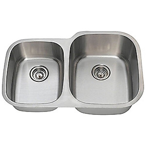 Polaris Sinks PR305-16 Offset Double Bowl Stainless Steel Sink