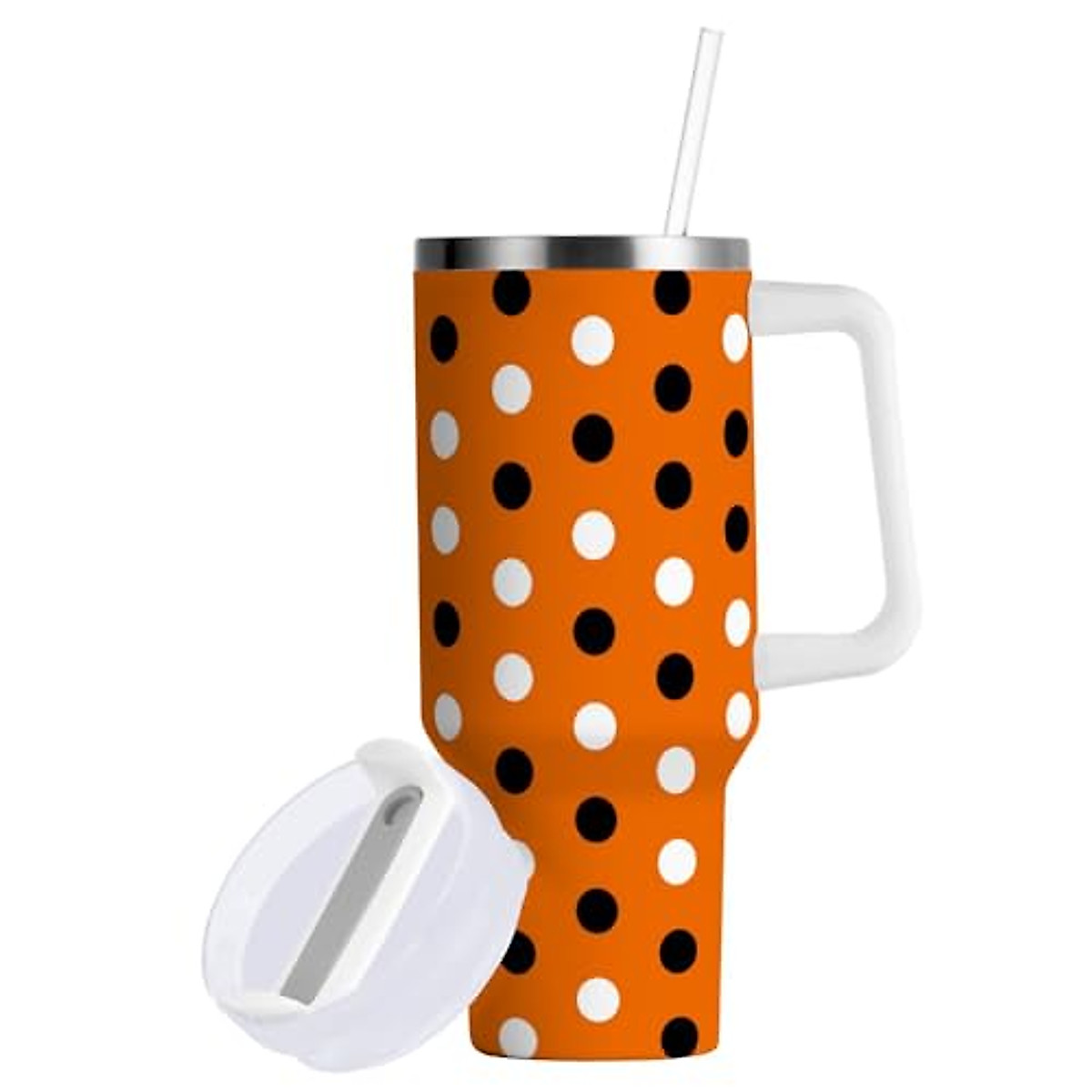 RPLIFE Halloween Polka Dot Travel Coffee Tumbler, Stainless Steel Cup, Insulated Tumbler, Coffee Tumbler for Women