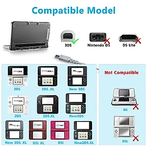 BXIZXD 3DS Charger Compatible with Nintendo 3DS/ 3DS XL/ New 3DS/ 2DS/ DSi Wall Travel Charger Power Cord Charging Cable