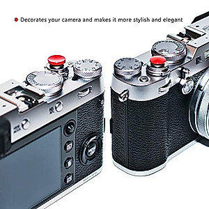 VKO Red Soft Metal Shutter Release Button Compatible with Fujifilm X-T4 X-T30 X-T3 X-T2 X100F X-T20 X-PRO2 X-PRO3 X-E3 X30 X100T X100S RX10 IV M9 M10 Camera 11mm Concave 10mm Convex Surface(2 Pack)
