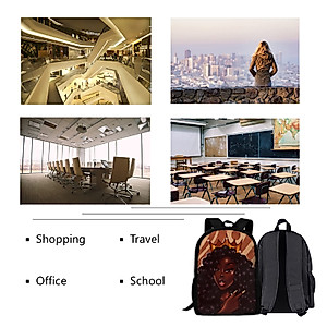 yalinan African Girl Backpack Kawaii Bookbag Black Girl Back Pack Kids Cute Book Bag with Laptop Compartment for Kids Teen Girls Teacher Women Work Middle School College