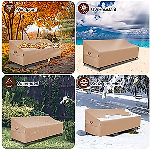 QH.HOME Outdoor Patio Couch Cover Waterproof 900D Heavy Duty Strong Tear Resistance - 3 Seater Outdoor Bench Sofa Cover UV Resistant Fade, Lawn Patio Furniture Covers with Air Vent 78"W x 42"D x 32"H