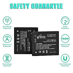 DMW-BCK7 Battery and Charger with LED Display Compatible with Panasonic Lumix DMC-TS30, DMC-FH25, FH27, FP5, FP7, FS16, FS18, FS22, FS35, FS37, DMC-S1, DMC-S2, DMC-S3, DMC-SZ1, DMC-SZ5, DMC-SZ7
