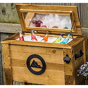 Rustic Outdoor Beverage Cooler for Patio - 45 Qt. - Rustic Brown - Backyard Expressions