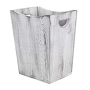 LIANTRAL Wood Trash Can, Office Trash Can, Rustic Farmhouse Style Wastebasket Bin for Bathroom, Office, Bedroom, Living Room, Bathroom Trash Can, Trash Can Bedroom, Rustic Gray