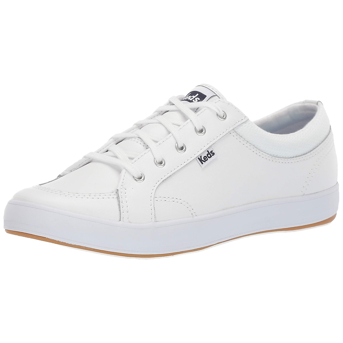 Keds Center Lace Up, Sneaker Womens, White Leather, 7.5 Medium