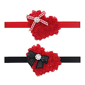 JustMyDress Baby Girls Flower Headband Heart-Shaped Hair Band With Bowknot Valentine's Day JHV03 (Set A)