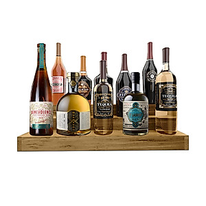 Liquor Bottle Stand - 3 Tier Liquor Bar Bottle Display Shelf, Holds 18 Bottles, Real Wood, Easy to Clean, No Installation Required - 24 Inch (Burnt Natural)