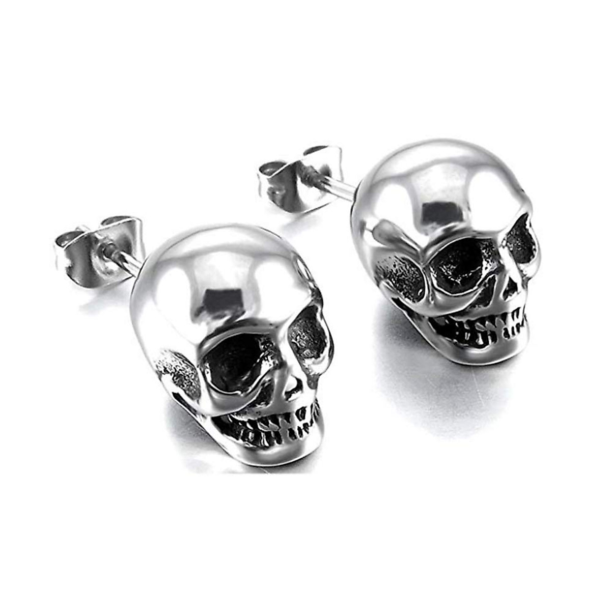 3 Pairs Gothic Skull Earring Studs for Men Women,Hypoallergenic,for Hallloween Party Cosplay