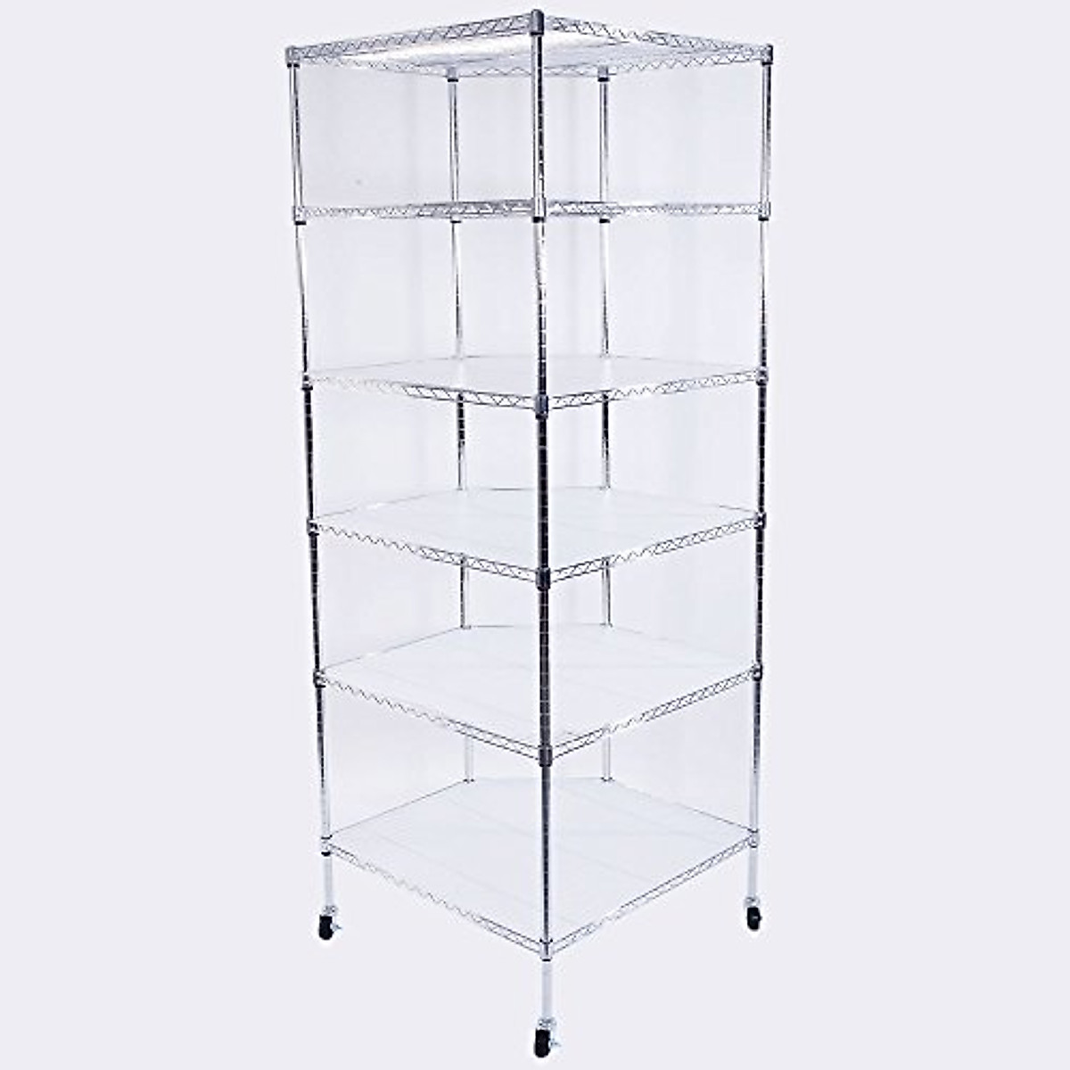 HOMEN 6 Tiers Corner Shelf Adjustable Metal Storage Wire Shelving Unit (Silver)