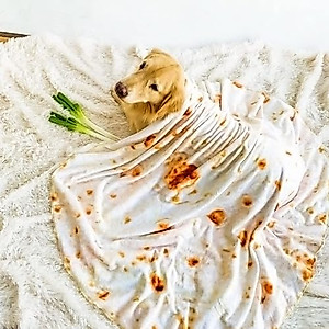 Acteb Burrito Tortilla Blanket Gifts for Kids Teens 60in, 300GSM Double Sided Print Novelty Soft Flannel Wrap Round Throw Blankets Home Decor Food Taco