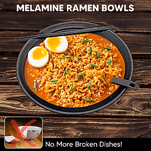 Japanese Ramen Bowl with Chopsticks - Ramen Bowls to Enjoy Traditional Asian Dining Experience - Ramen Bowl Set with Chopstick Rest Design - Pho Bowls