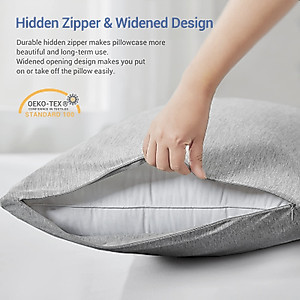 LUXEAR Cooling Pillow Cases Queen Size, 2 Pack Hidden Zipper Arc-Chill Cool Pillow Cases with Double-Side Design [Oeko-TEX Certified], Anti-Static, Skin-Friendly, Machine Washable Pillow Cases - Gray