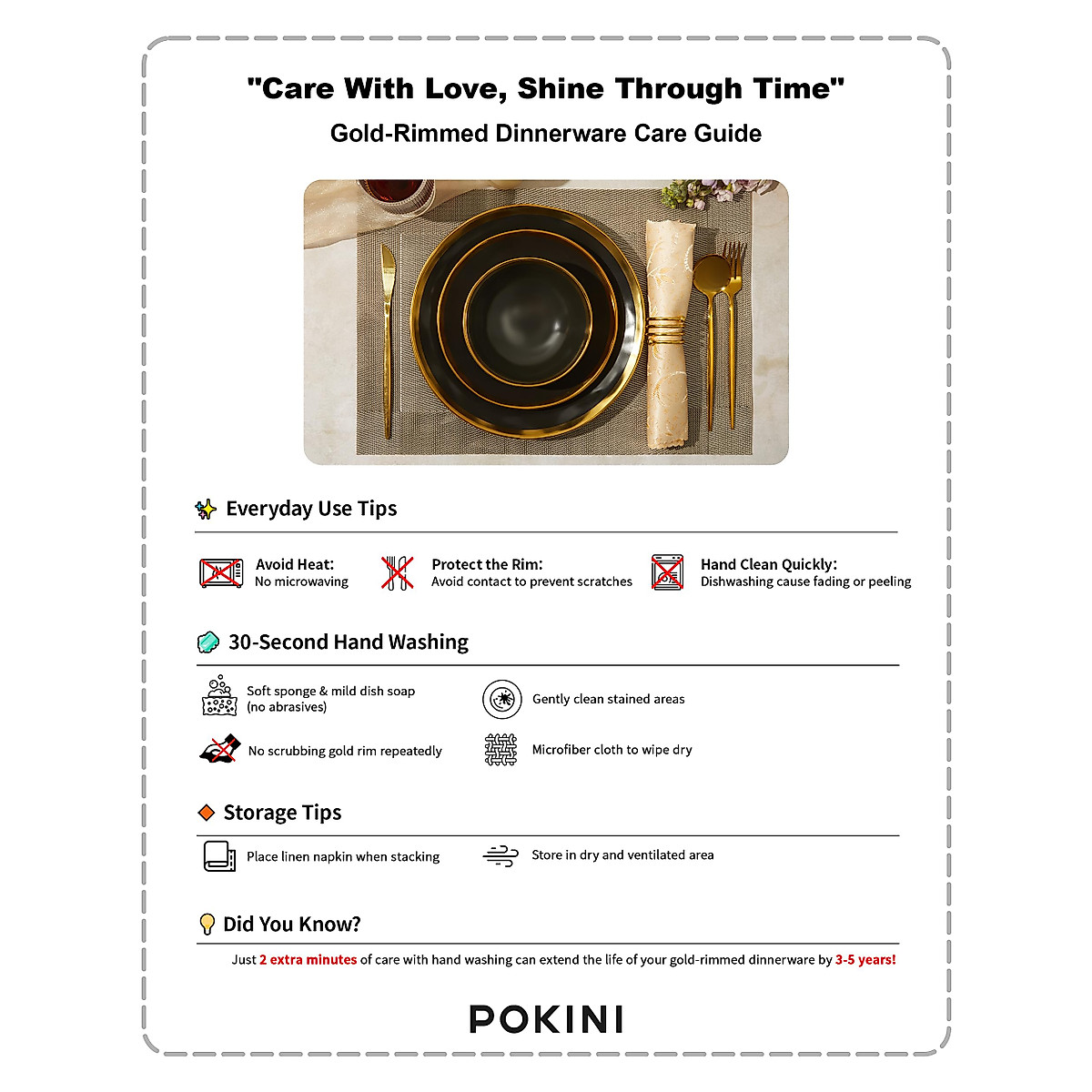 Pokini Black Luxury Plates and Bowls Sets, 12 Piece Porcelain Dinnerware Sets Service for 4, Modern Dinner Plates Set, Gold Rim Dish Set for Wedding Anniversary Birthday, No Microwave Safe