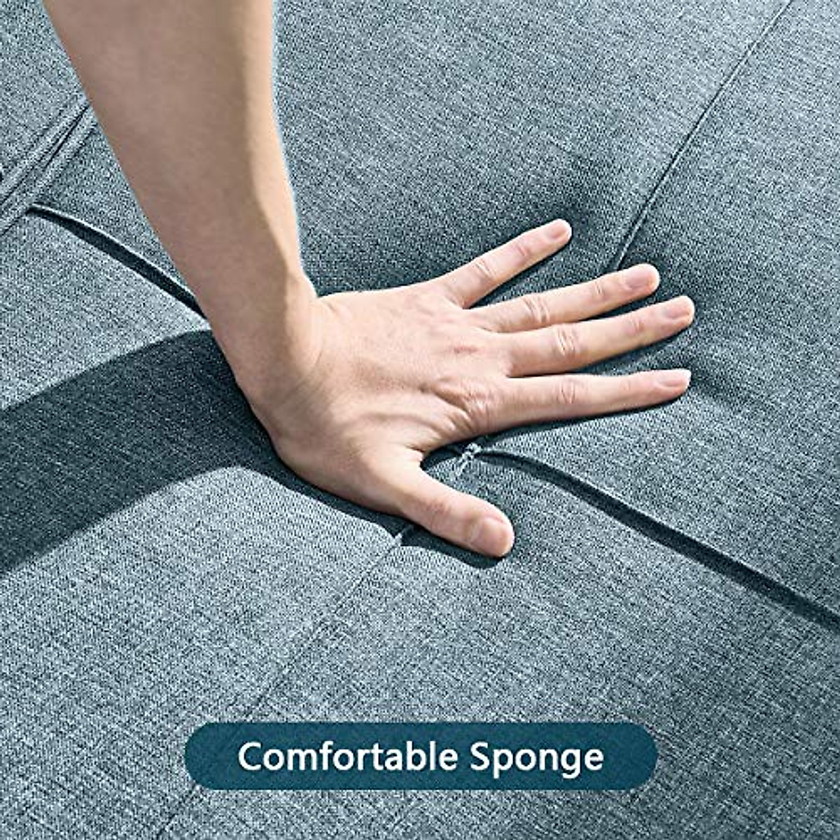 Vonanda Sofa Bed, Convertible Chair 4 in 1 Multi-Function Folding Ottoman Modern Breathable Linen Guest Bed with Adjustable Sleeper for Small Room Apartment,Denim Blue