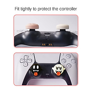 PERFECTSIGHT Halloween Skull Thumb Grip Caps for Playstation 4/5, PS5, PS4, Xbox Series X/S, Xbox One, Switch PRO Controller, 4PCS Kawaii Soft Rubber 3D Analog Thumbsticks Grips Joystick Cover